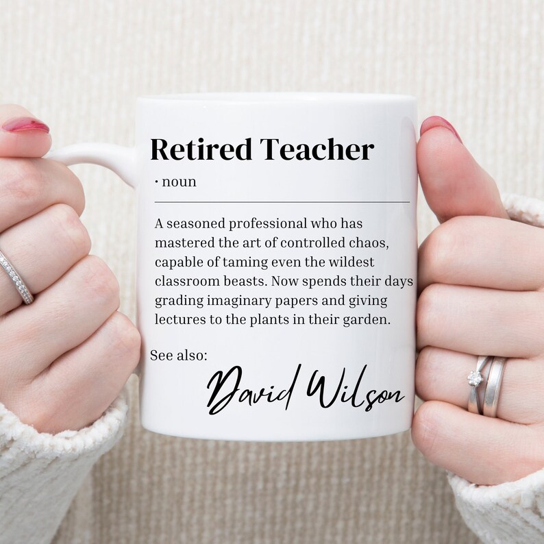Personalized Retired Teacher Mug, Teacher Retirement Gift, Keepsake, Custom Name, 2024 Teacher ...
