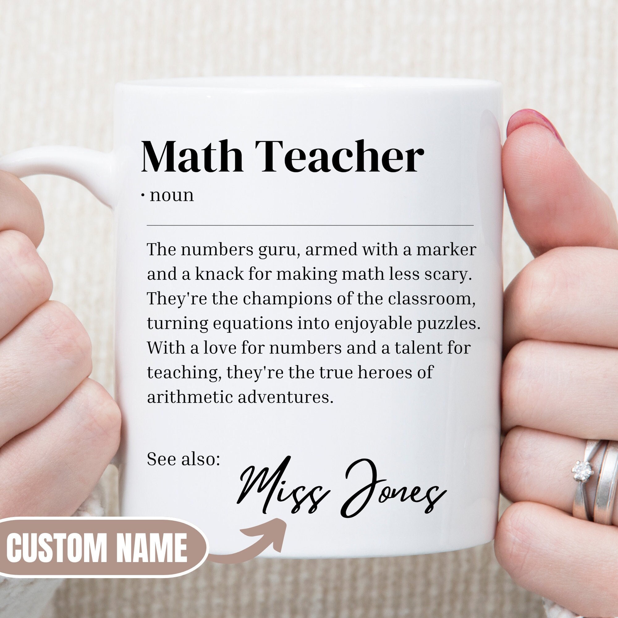 Personalized Math Teacher Appreciation Gift, Custom Names, Teacher Gift ...