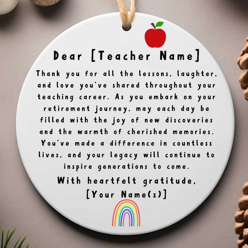 Personalized Retired Teacher Ornament, Teacher Retirement Gift ...