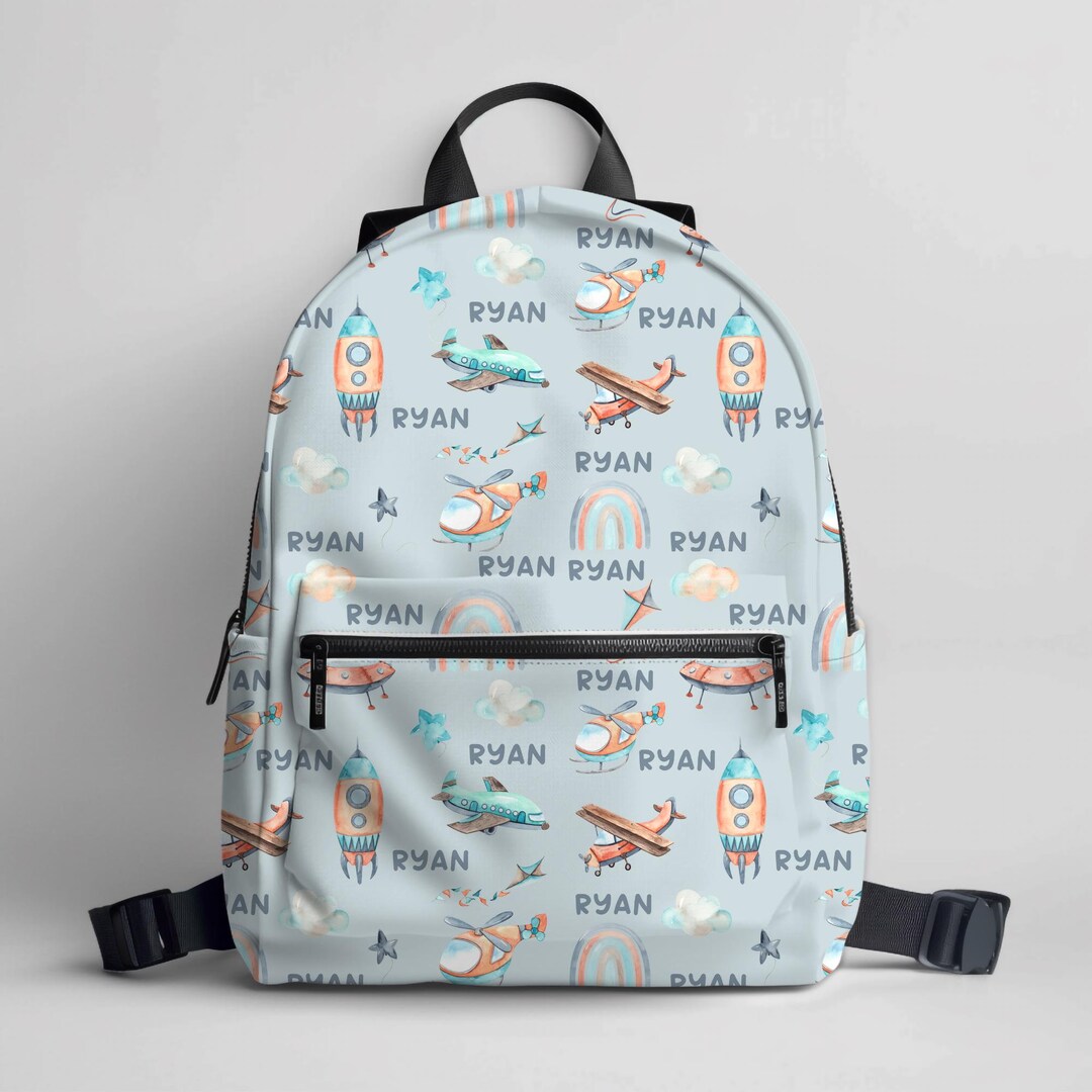 Personalized Custom Name Backpack, Airplanes, Rocketship's, Back to ...