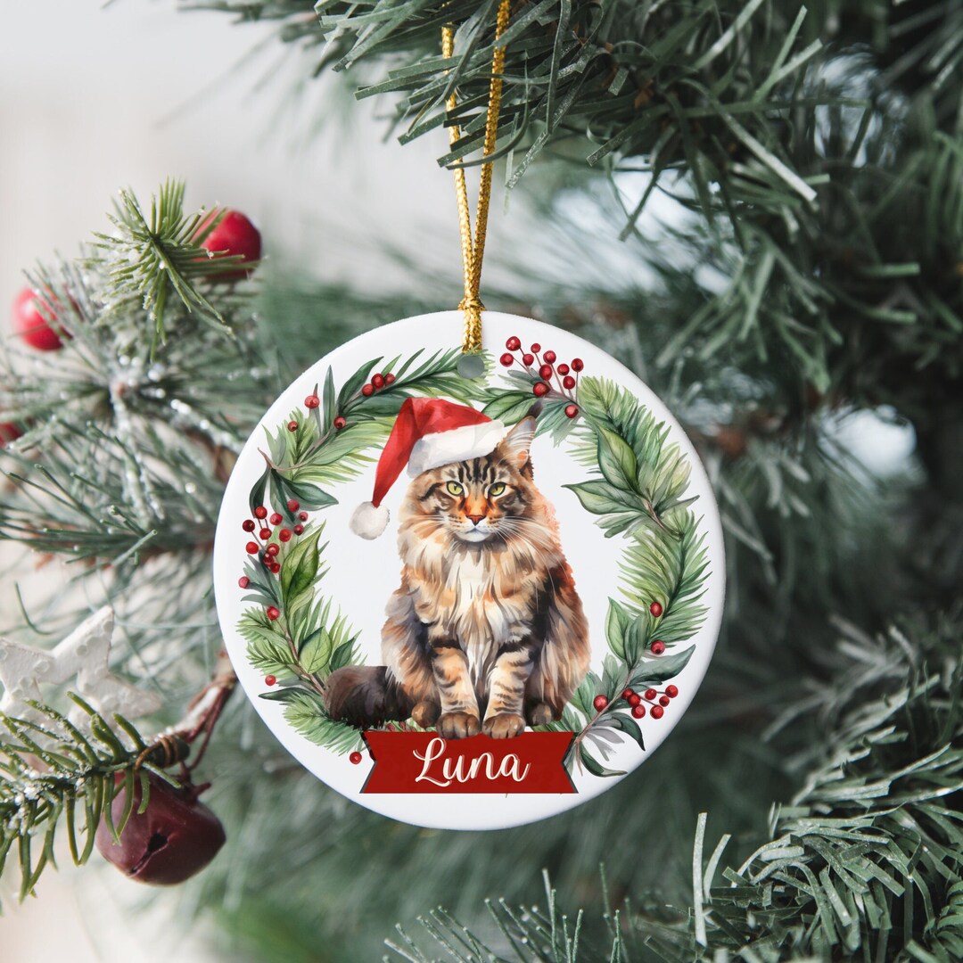 Personalised Cat Christmas Tree Ornament, Bauble, Gift for Cat Lovers ...