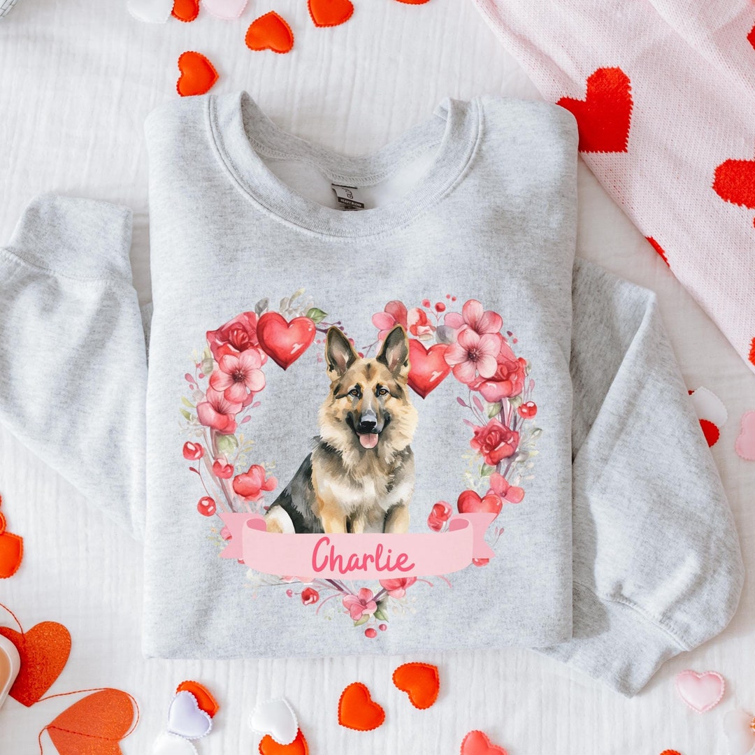 Custom Name German Shepherd Sweater, Valentine's Day, Dog Mom Gift for ...