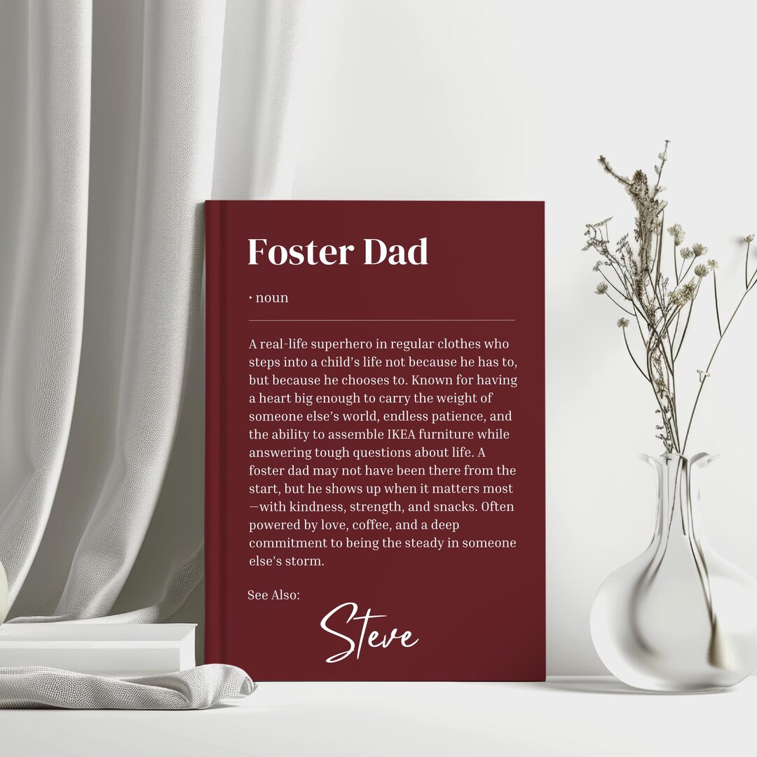 Personalised Foster Dad Journal, Birthday Gift, Definition Gift, Foster ...
