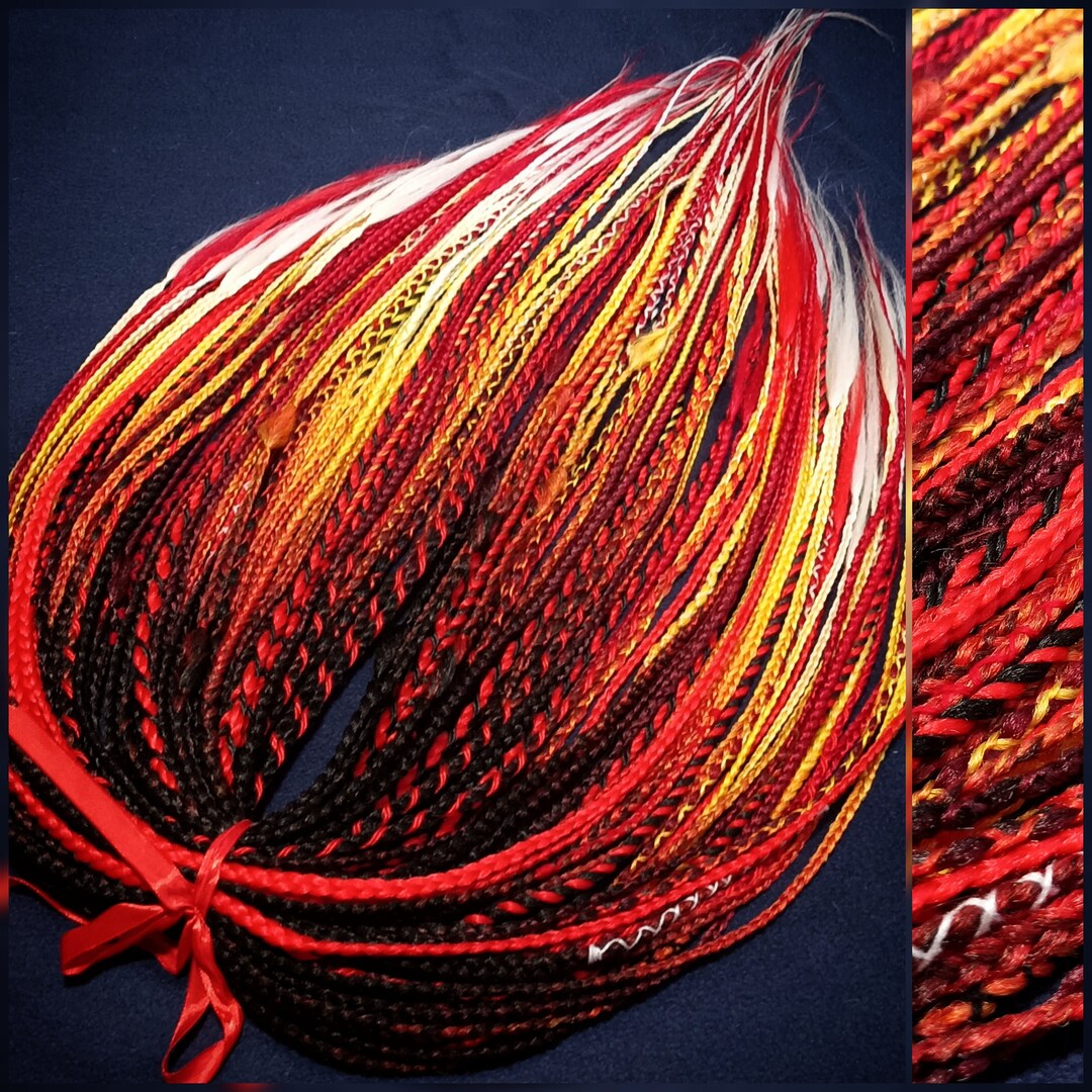 Handwoven Texture Braids and Red Ombre White Dreadlocks, Red Dreadlocks ...