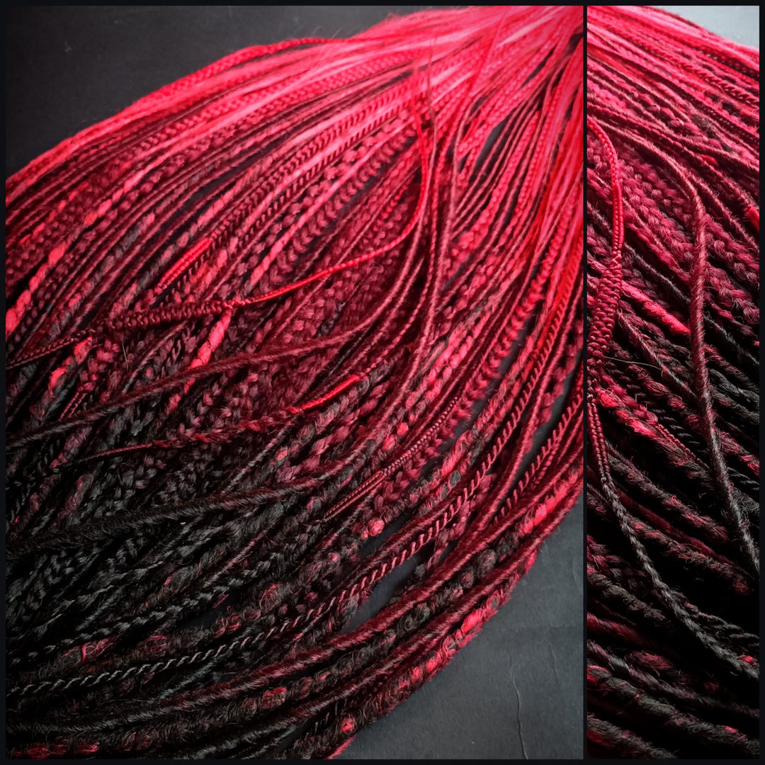 Red and Black Mixed Dreadlocks and Braids Hair Extensions,smooth ...