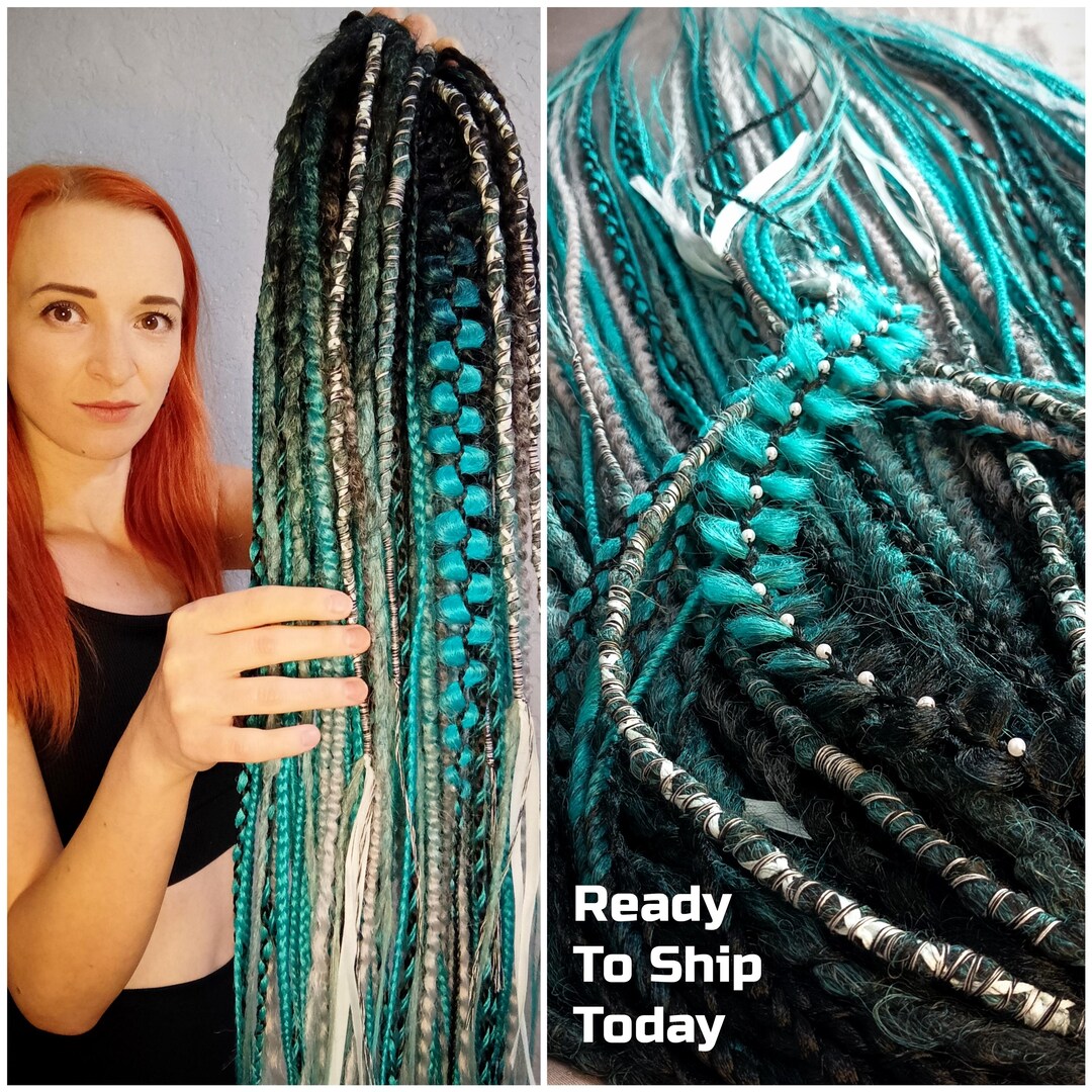 Green, Black Dreads, Braids, Boho Dreads, Synthetic Dreads, Viking ...