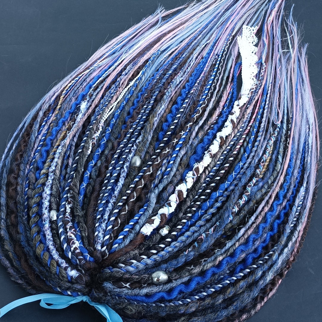 Viking Blue Dreadlocks, Handmade Ombre Wool Dreadlock Extensions, SE ...