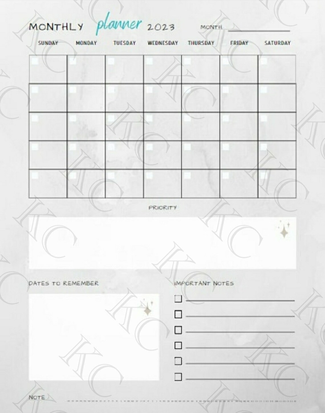 Monthly Fillable Planner - Etsy