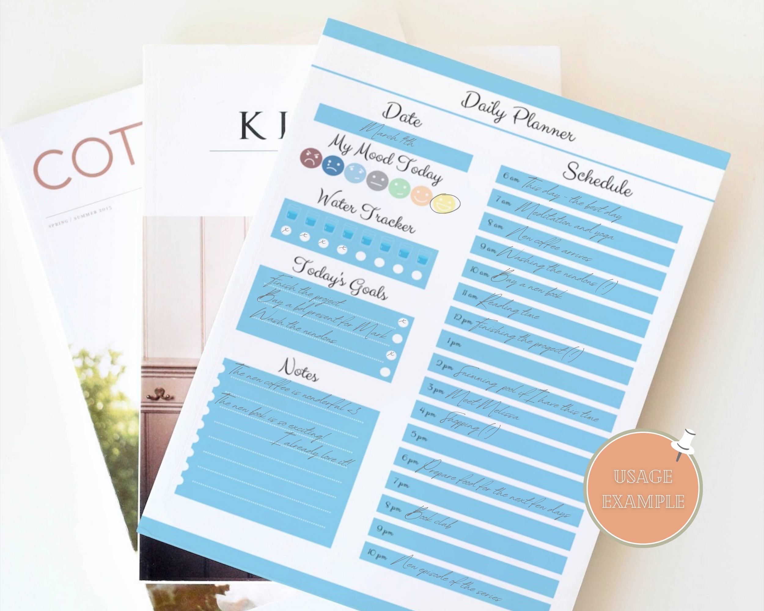 Blue Printable Daily Planner, SMART Goals Planner, Quarterly Matrix ...