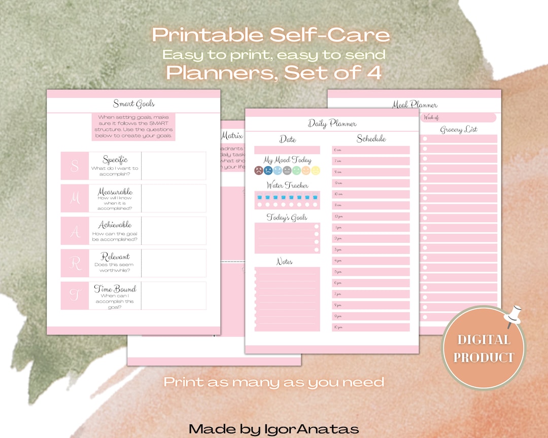 Pink Printable Daily Planner SMART Goals Planner Quarterly - Etsy