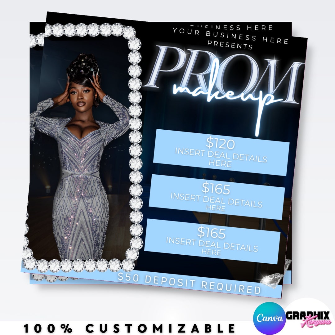 Prom Makeup Flyer Prom Makeup MUA Flyer Prom Season Canva - Etsy