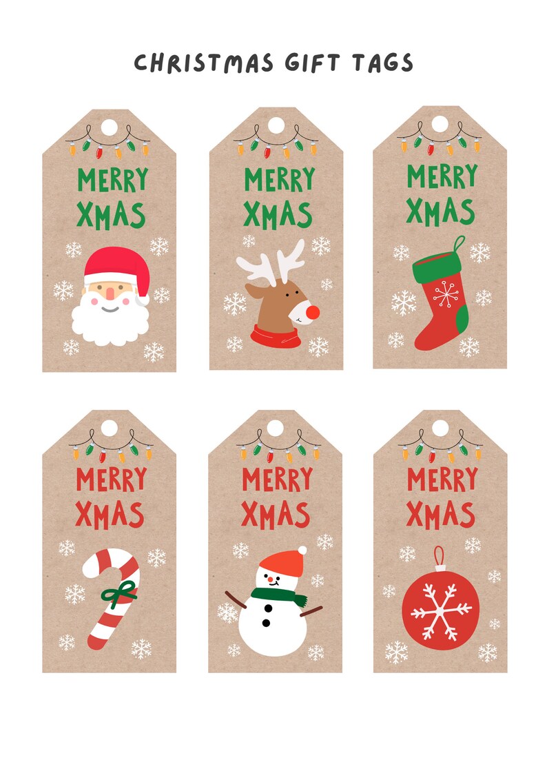 Printable Christmas Gift Tags | Holiday Stocking Labels (digital ...