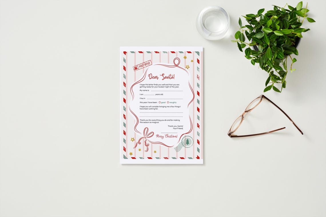 Printable Christmas Letter | Santa, Teacher, Student Worksheet (PDF) - Etsy