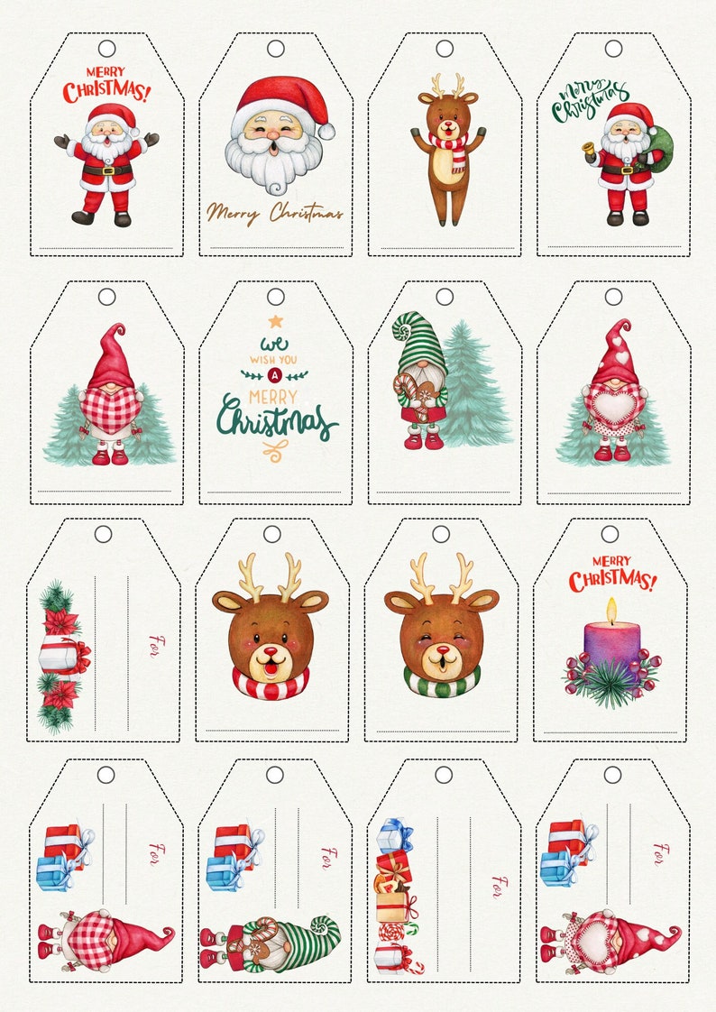 Printable Christmas Gift Tags | Holiday Stocking Labels (digital ...