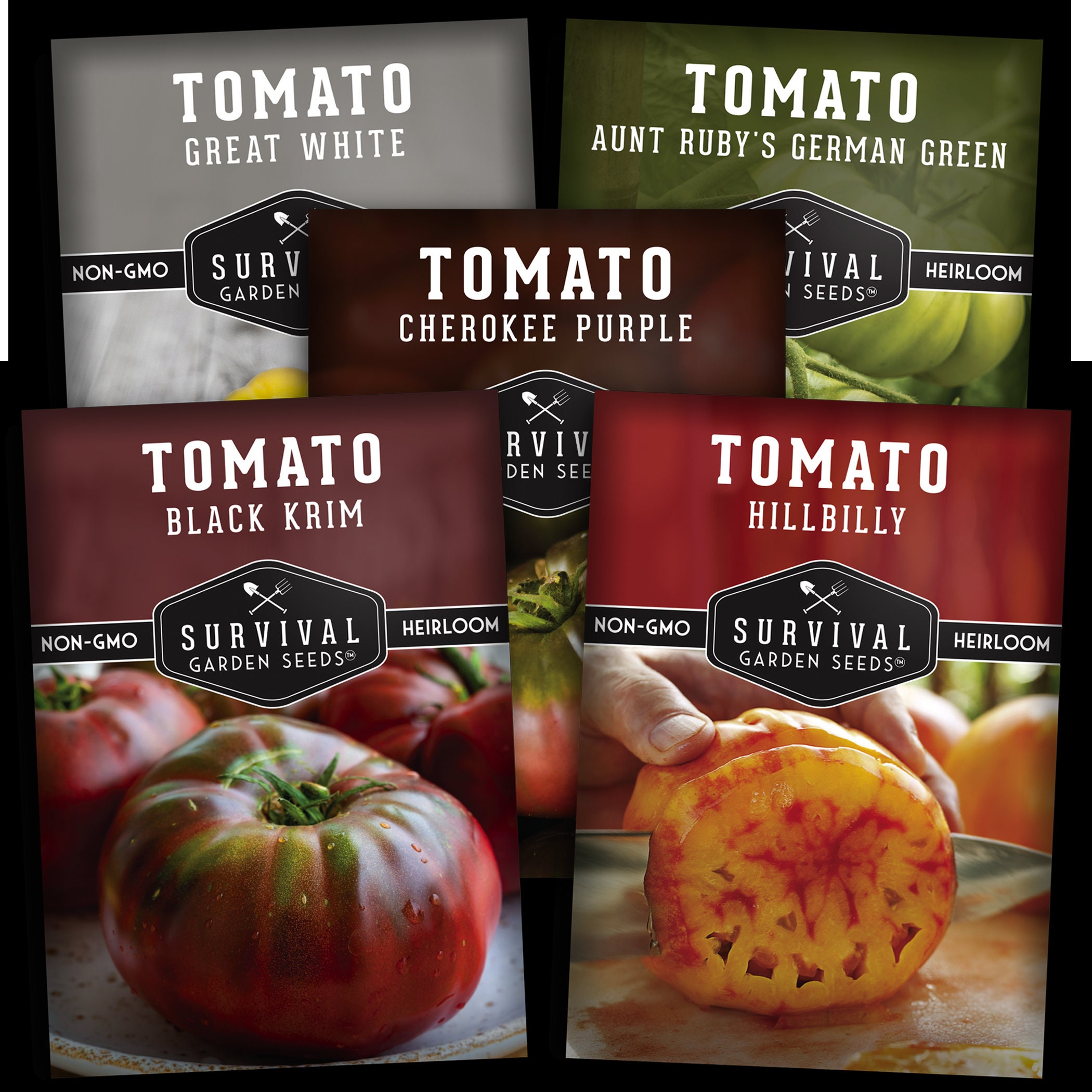 5 Heirloom Tomato Seed Packets Colorful Heirloom Tomatoes Cherokee ...