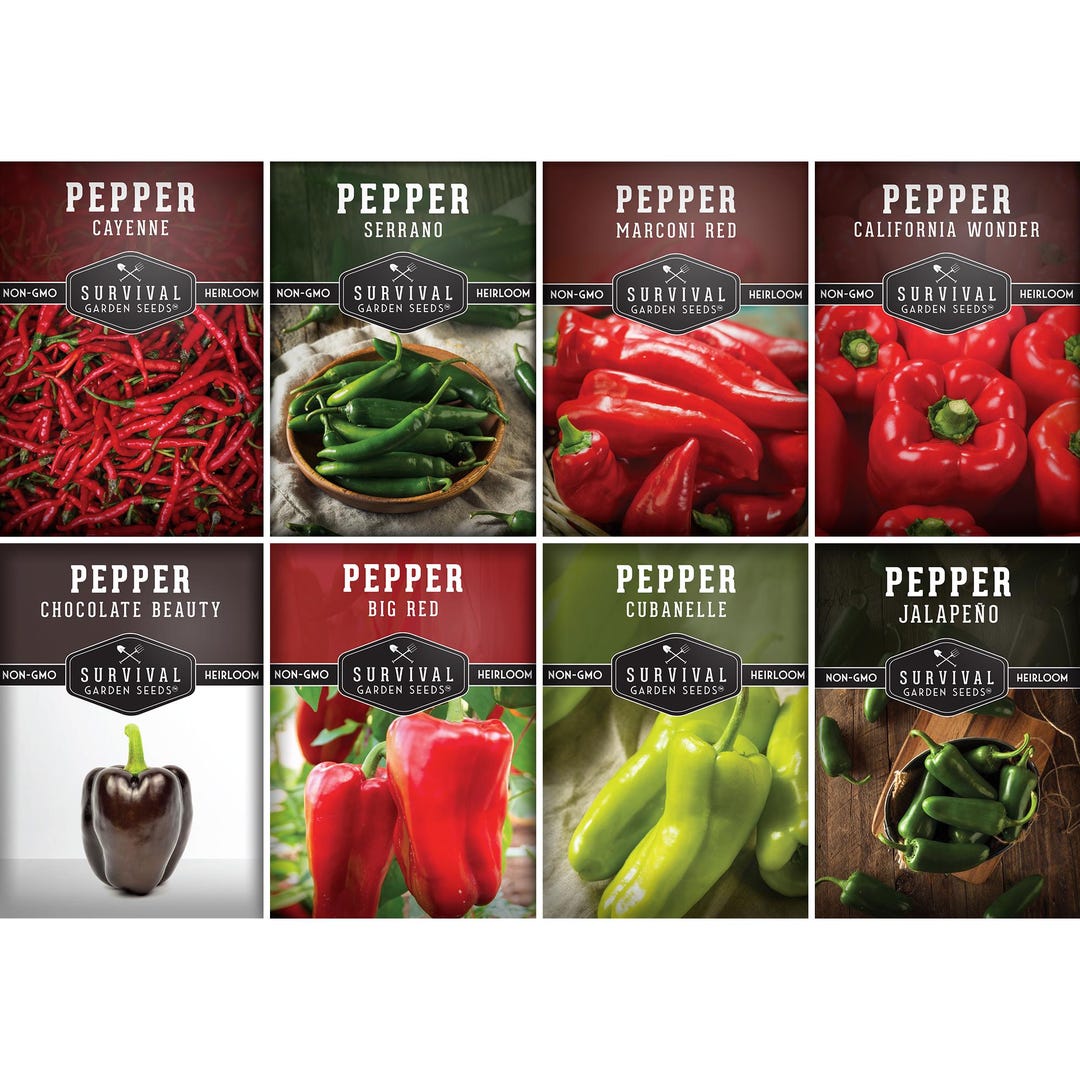Heirloom Pepper Seeds: 8-packet Variety Pack, Hot & Sweet, Non-gmo - Etsy