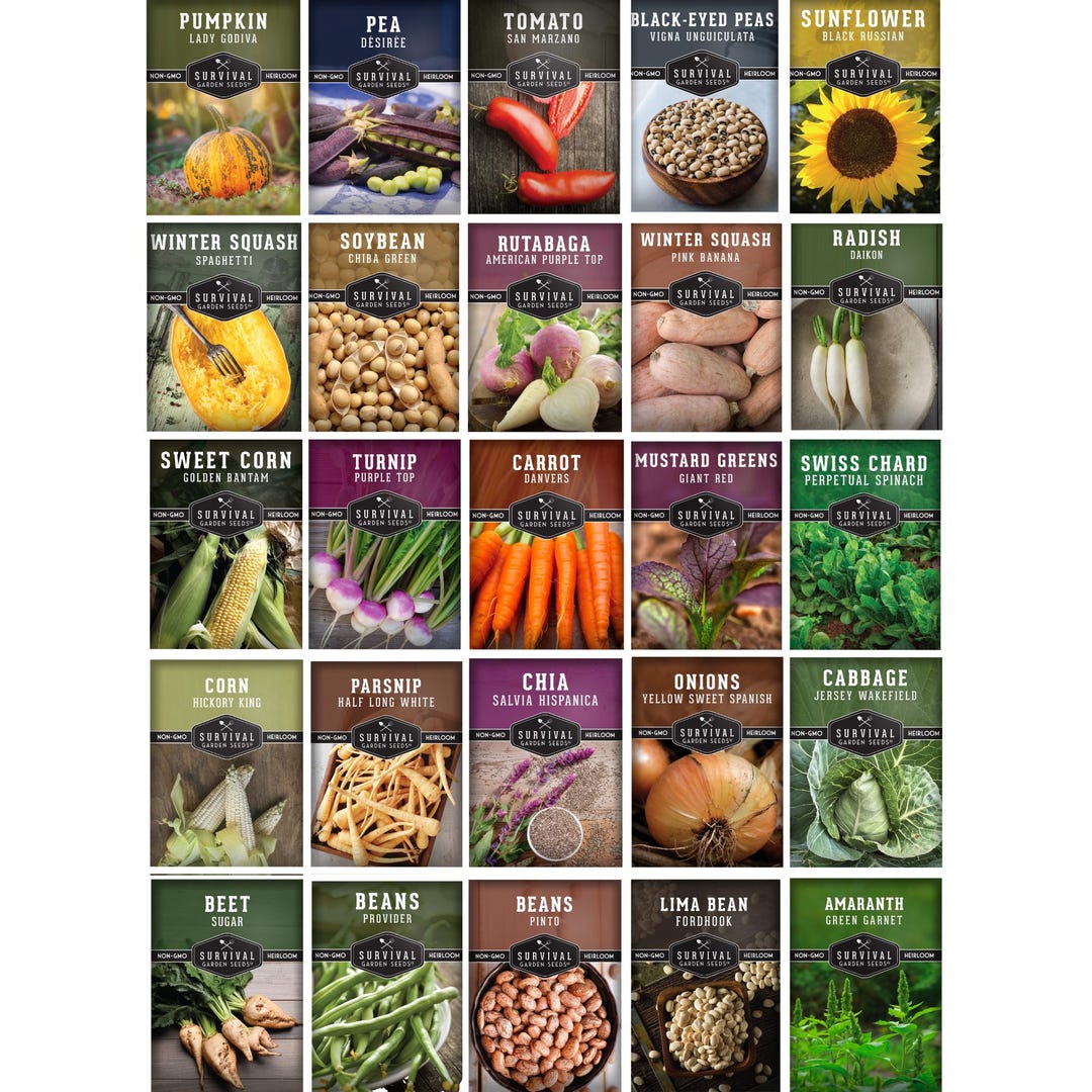 Survival Garden Seed Vault – Heirloom Non GMO Vegetable Seeds - Etsy