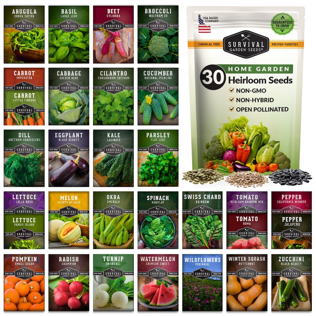 Over 18,500 Non-gmo Heirloom Garden Seeds - 30 Packets - Heirloom ...