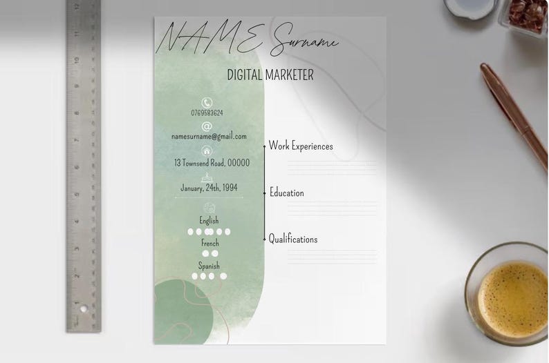 Curriculum Vitae, CV, Sage Green - Etsy