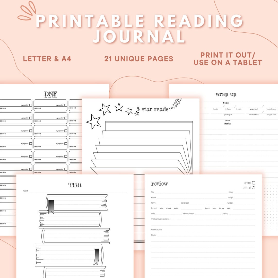 Printable Reading Journal - 21 Pages, Track Books, Reading Challenges ...