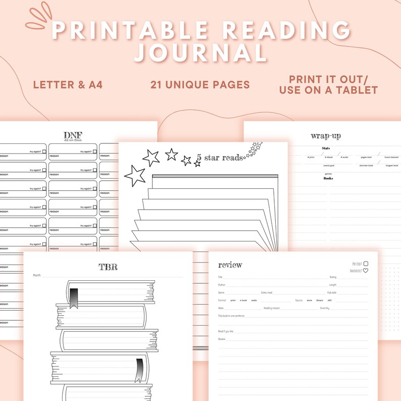 Printable Reading Journal - 21 Pages, Track Books, Reading Challenges ...