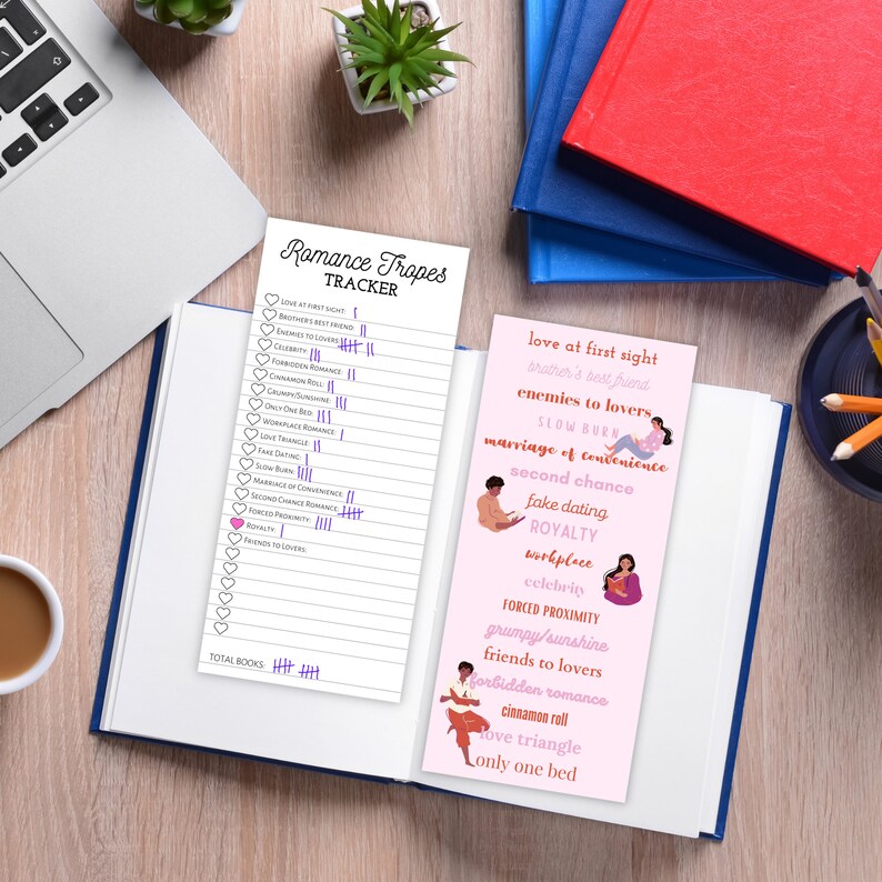 Romance Tropes Tracker Bookmark: Track How Many Books You Read With ...