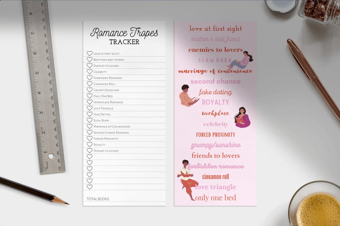 Romance Tropes Tracker Bookmark: Track How Many Books You Read With ...