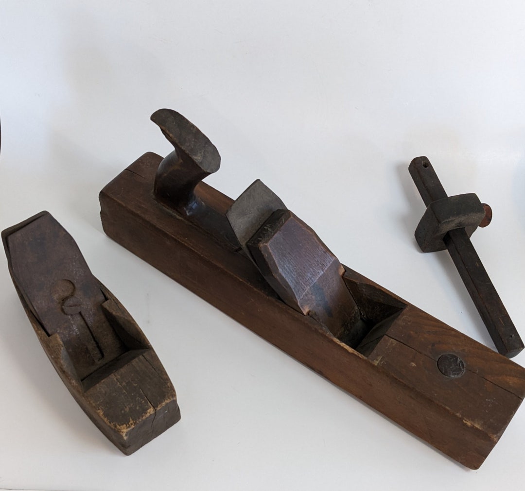 3pc. Antique Lrg. Wood Block Plane, Coffin Woodworking Plane and ...