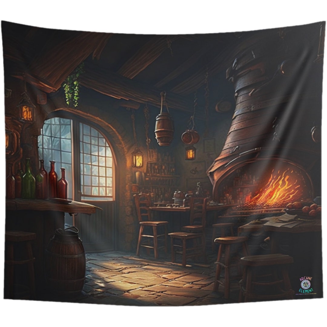 Alchemists Hearth Scene Backdrop Tapestry| Game Room Backdrop | Fantasy ...