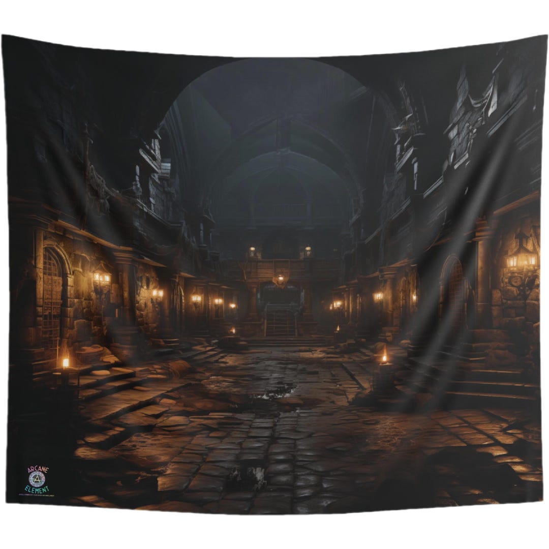 Gothic Dungeon Interior Game Room Backdrop Fantasy Background Wall ...