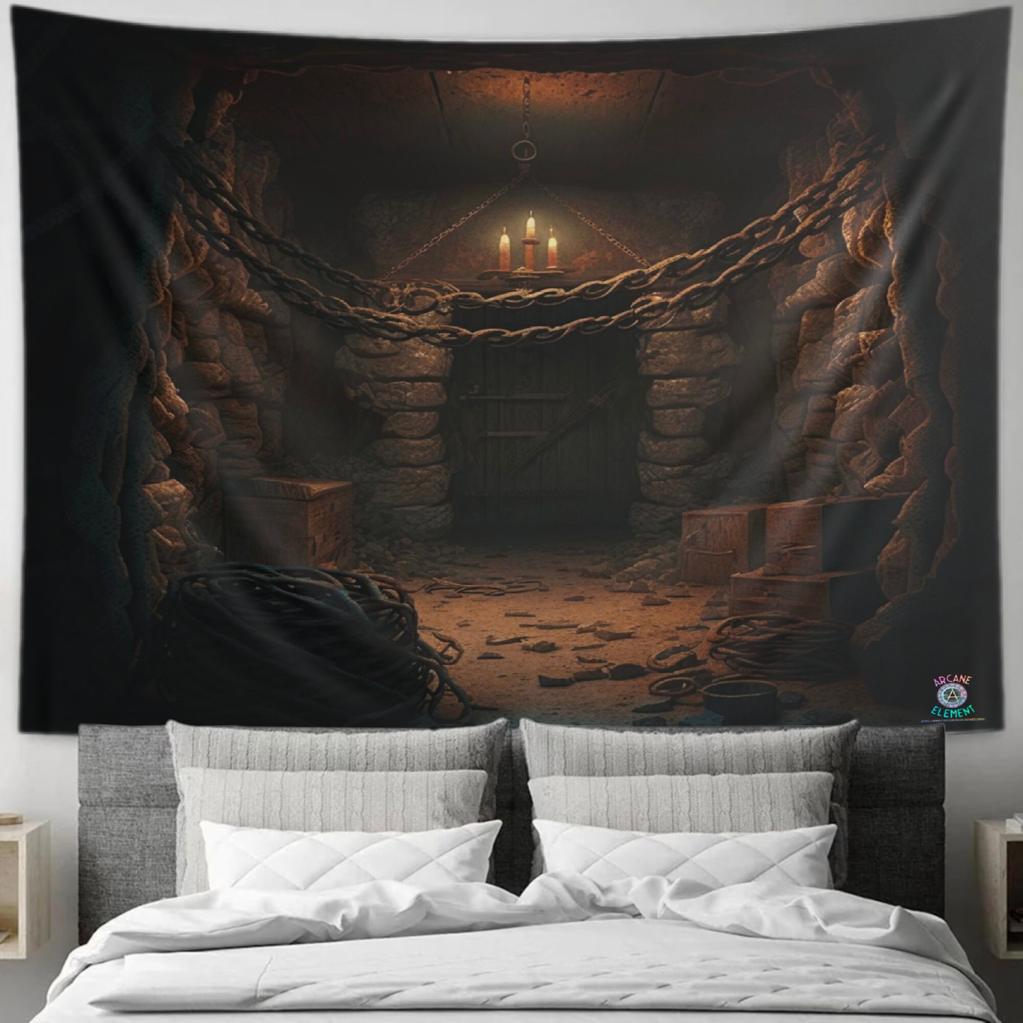 Dungeon Chain Corridor Scene Backdrop Tapestry| Game Room Backdrop ...