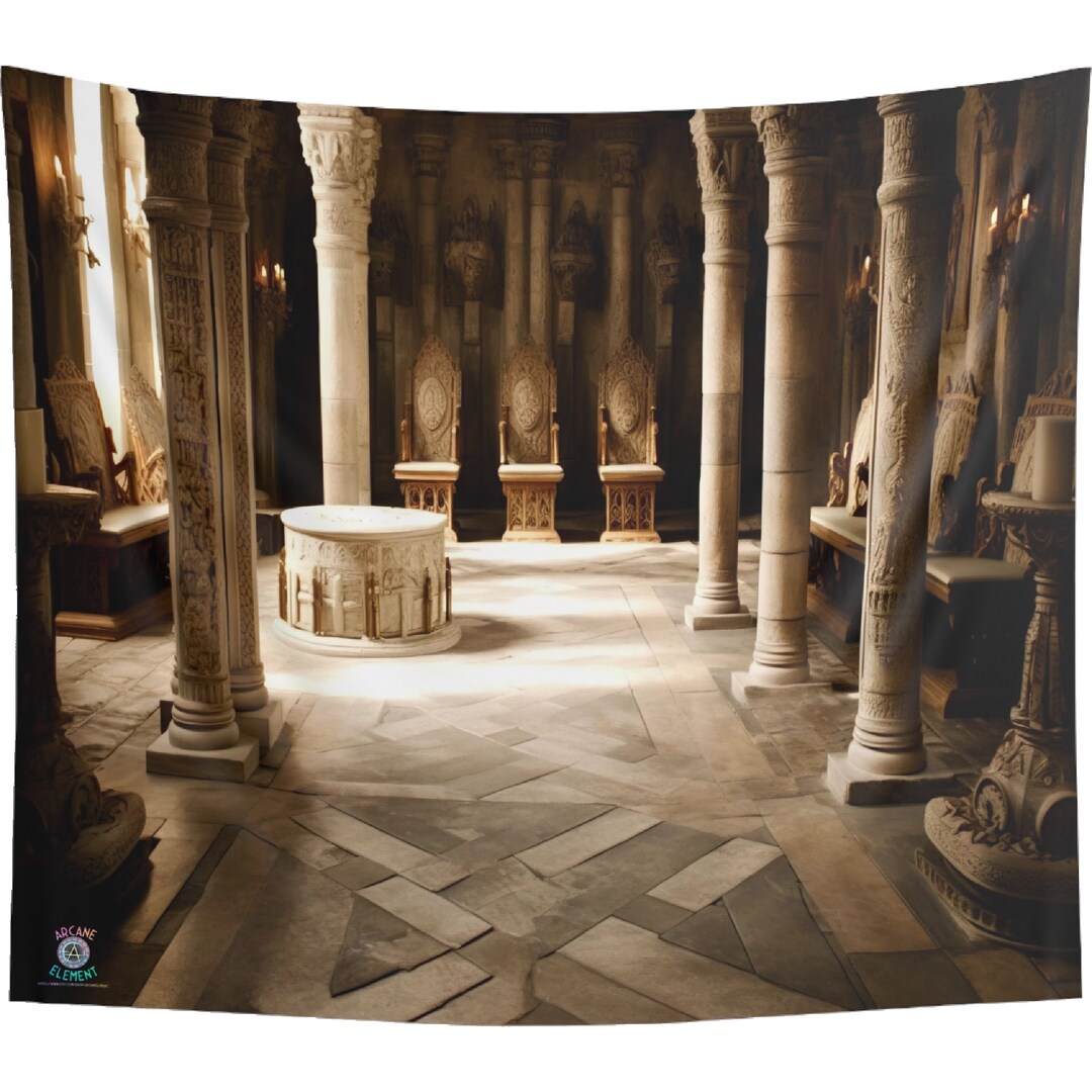 Alabaster Castle Throne Room Scene Backdrop Tapestry| Game Room ...