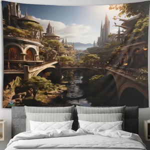 Elven River Metropolis | River City Canal | Elven Poster | Game Room ...