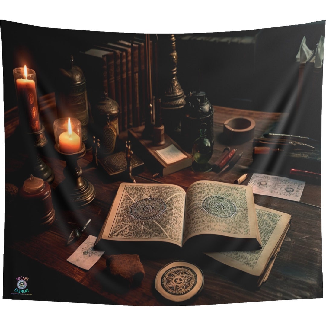 Wizards Study Scene Backdrop Tapestry| Game Room Backdrop | Fantasy ...