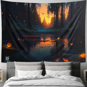 Feywild Forest Dusk Scene Backdrop Tapestry | Forest Scenery| Sunset ...