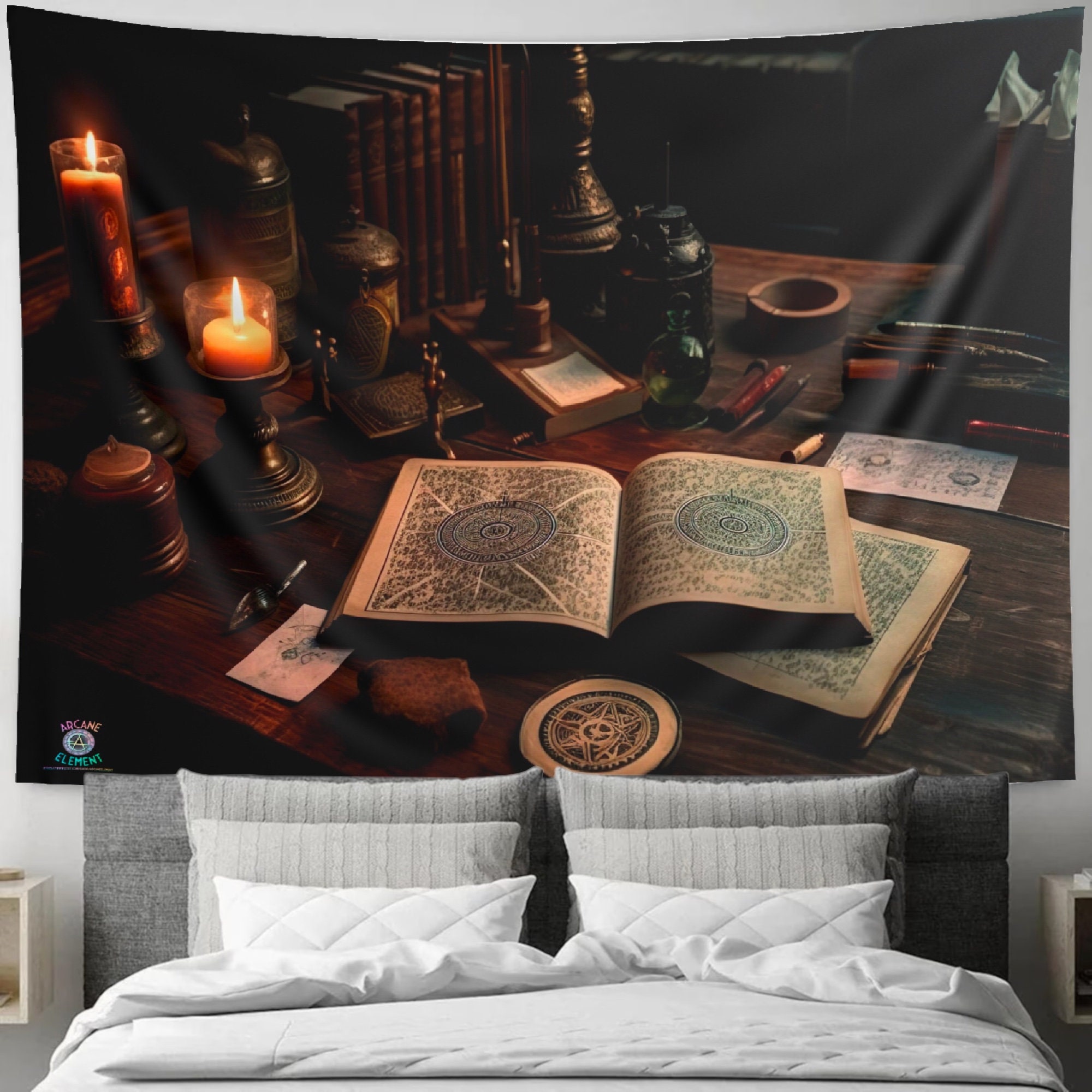 Wizards Study Scene Backdrop Tapestry| Game Room Backdrop | Fantasy ...