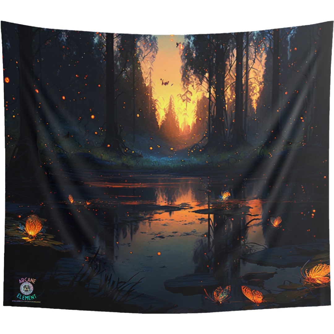 Feywild Forest Dusk Scene Backdrop Tapestry | Forest Scenery| Sunset ...