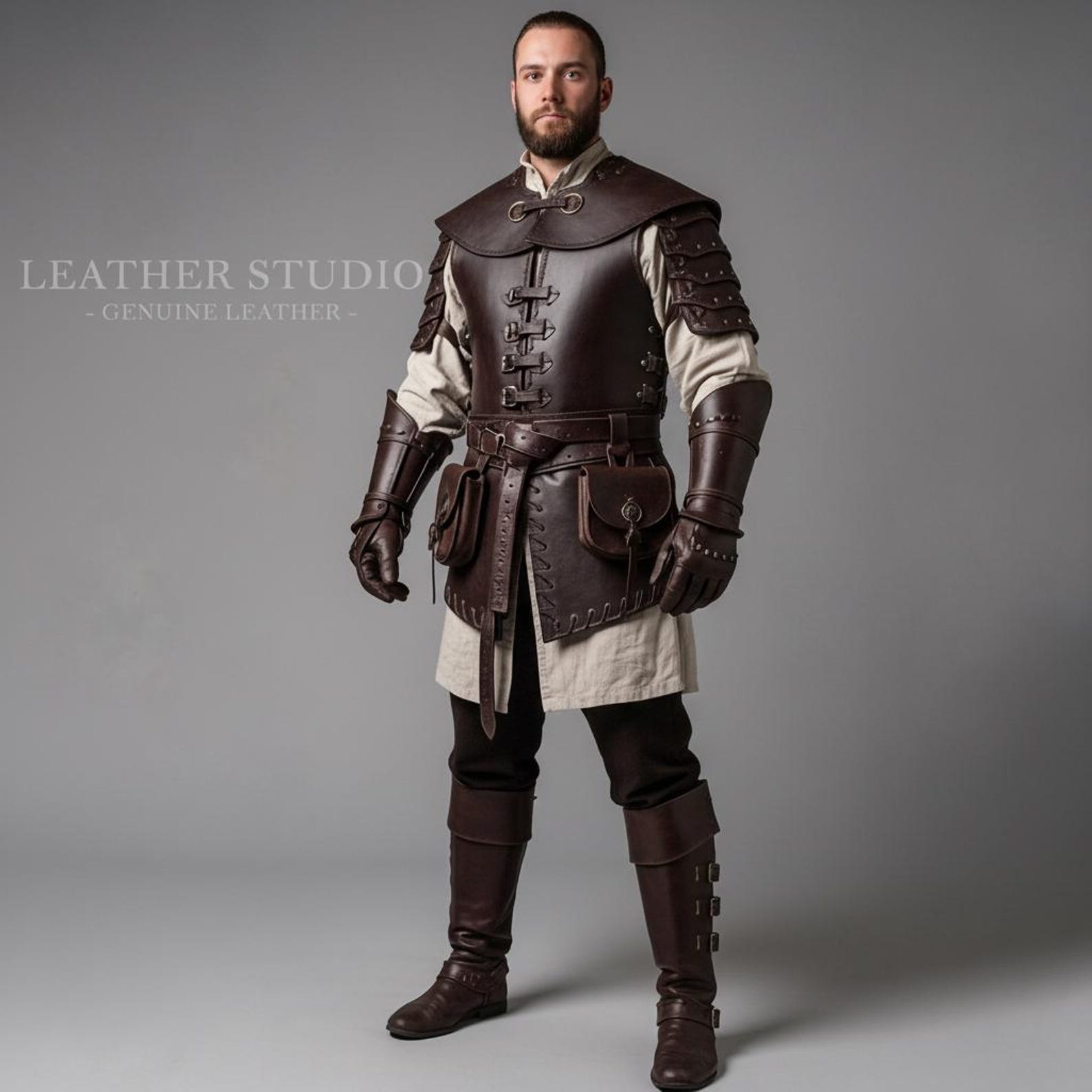 Handmade Medieval Genuine Leather Armor Set | Custom Renaissance Tunic ...
