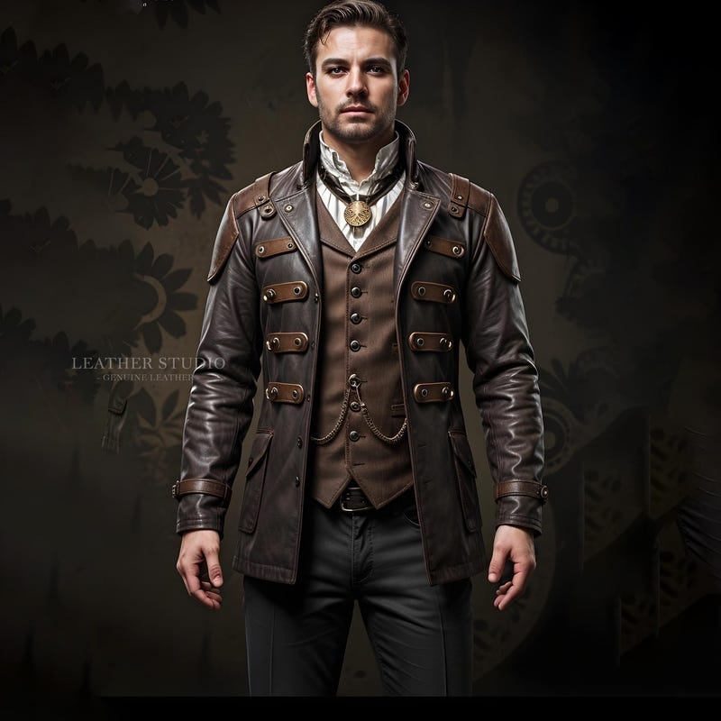 Handmade Brown Leather Steampunk Jacket - Etsy