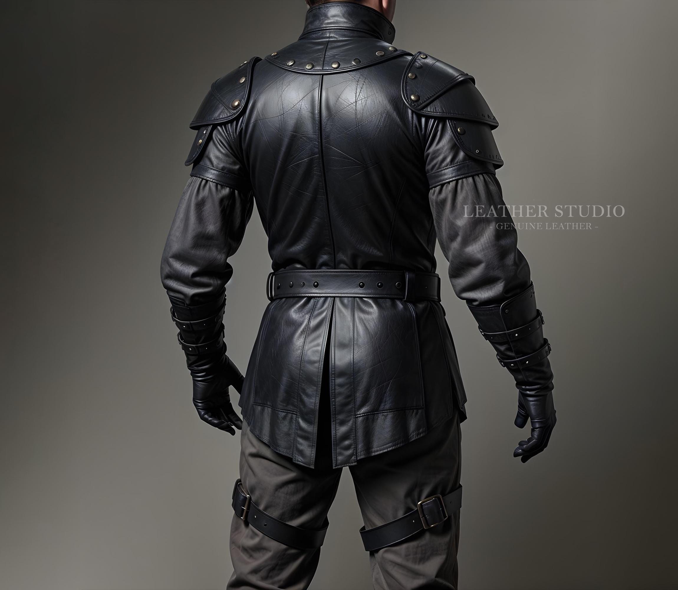 Custom Black Leather Medieval Armor Vest | Men's Warrior Vest ...