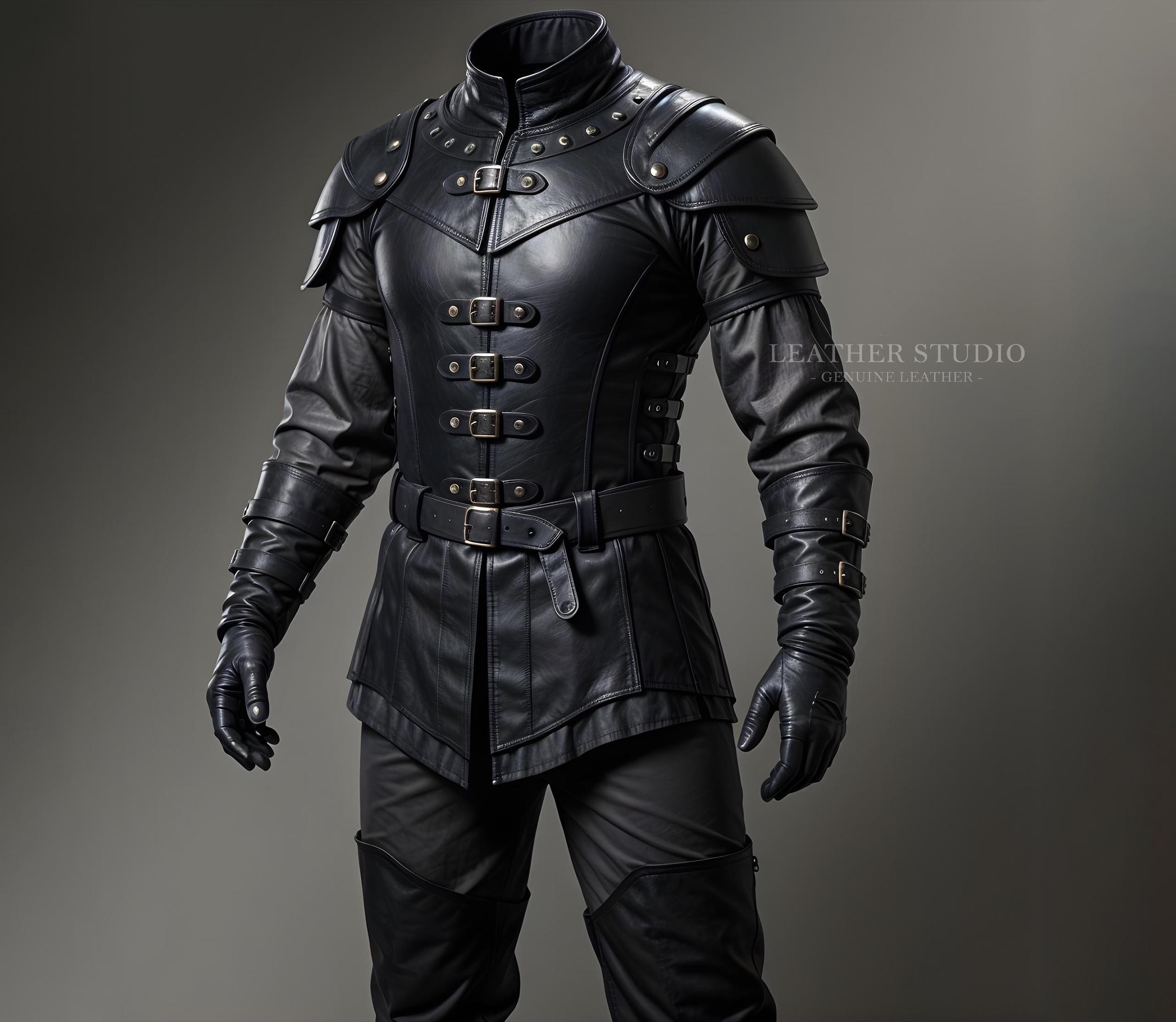 Custom Black Leather Medieval Armor Vest | Men's Warrior Vest ...