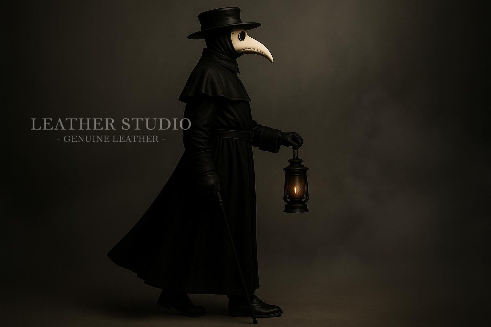 Plague Doctor Leather Coat | Gothic Steampunk Long Overcoat | Black ...