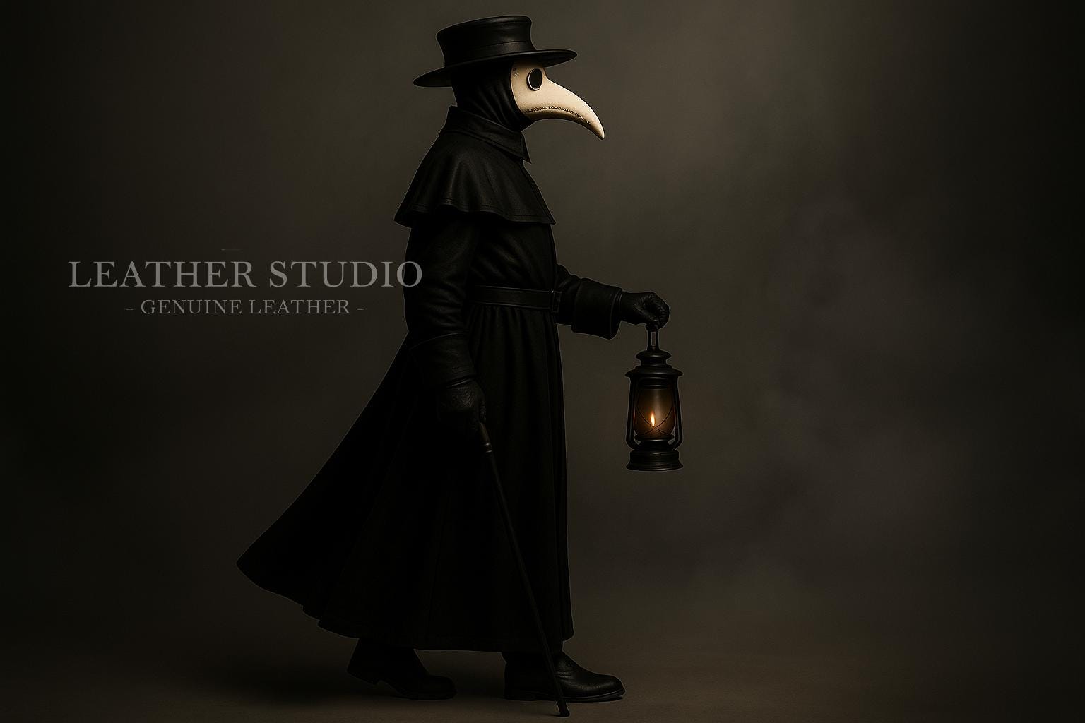 Plague Doctor Leather Coat | Gothic Steampunk Long Overcoat | Black ...