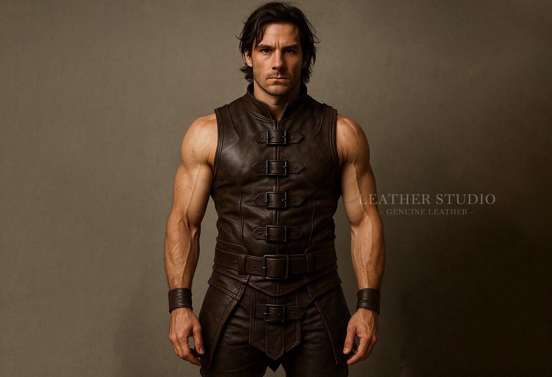 Rustic Brown Leather Warrior Vest for Men | Handmade Medieval Gladiator ...