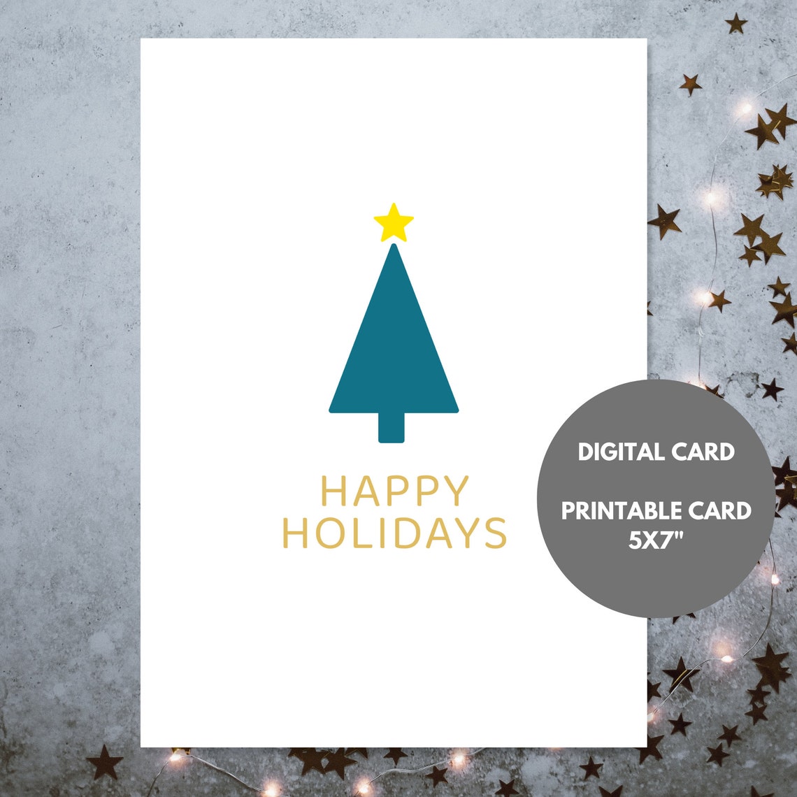 Printable Christmas Tree Card, Minimalist Christmas Tree, Digital ...