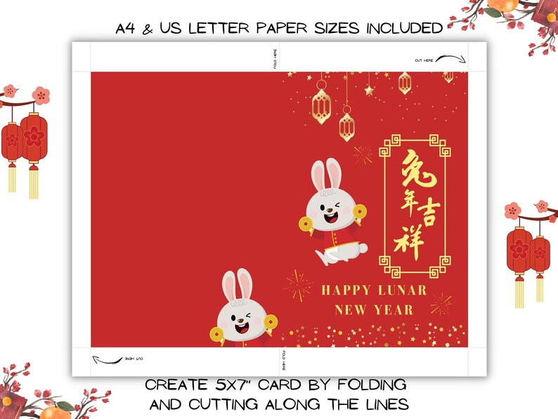 Lunar New Year 2023 Card, Year of the Rabbit, Happy Chinese New Year ...