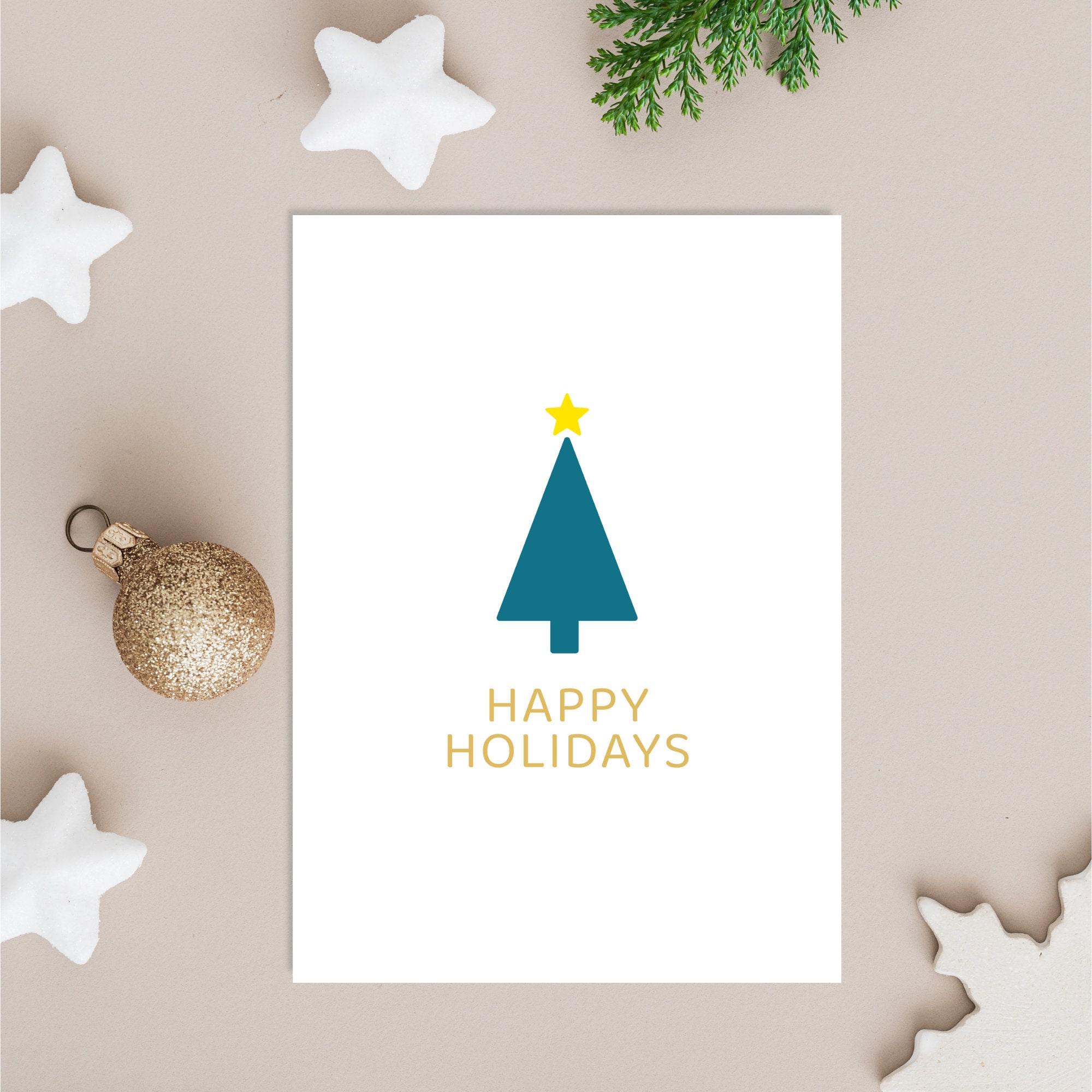 Printable Christmas Tree Card, Minimalist Christmas Tree, Digital ...