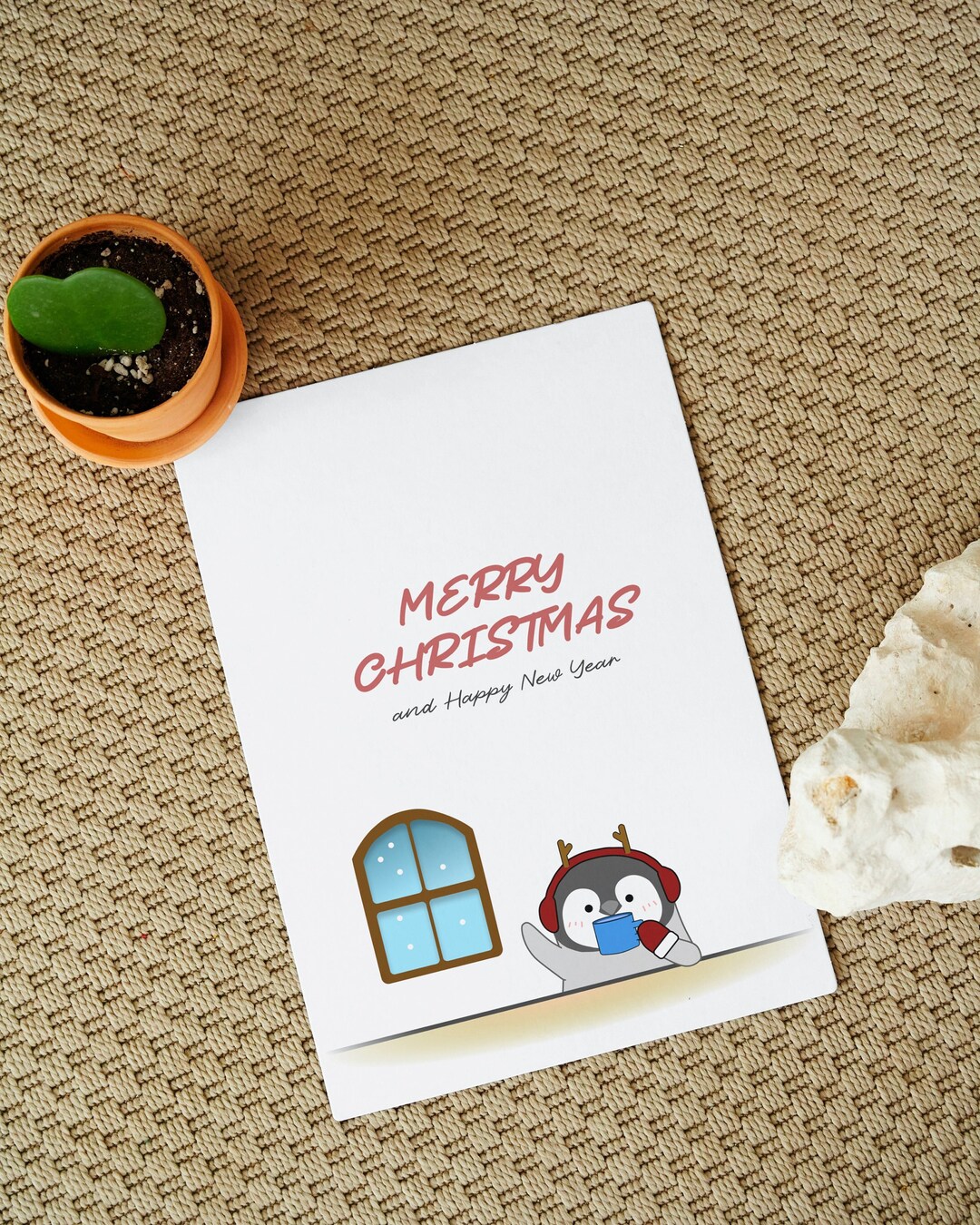 Printable Christmas Card, Cute Penguin Card, Merry Christmas Penguin ...