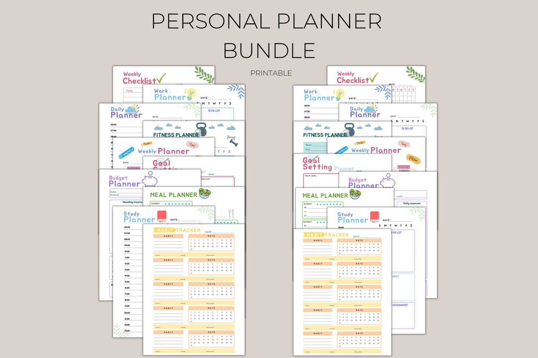 Printable ADHD Planner, Workout Planner, Weekly Meal Planner, Academic ...