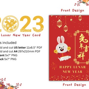 Lunar New Year 2023 Card, Year of the Rabbit, Happy Chinese New Year ...